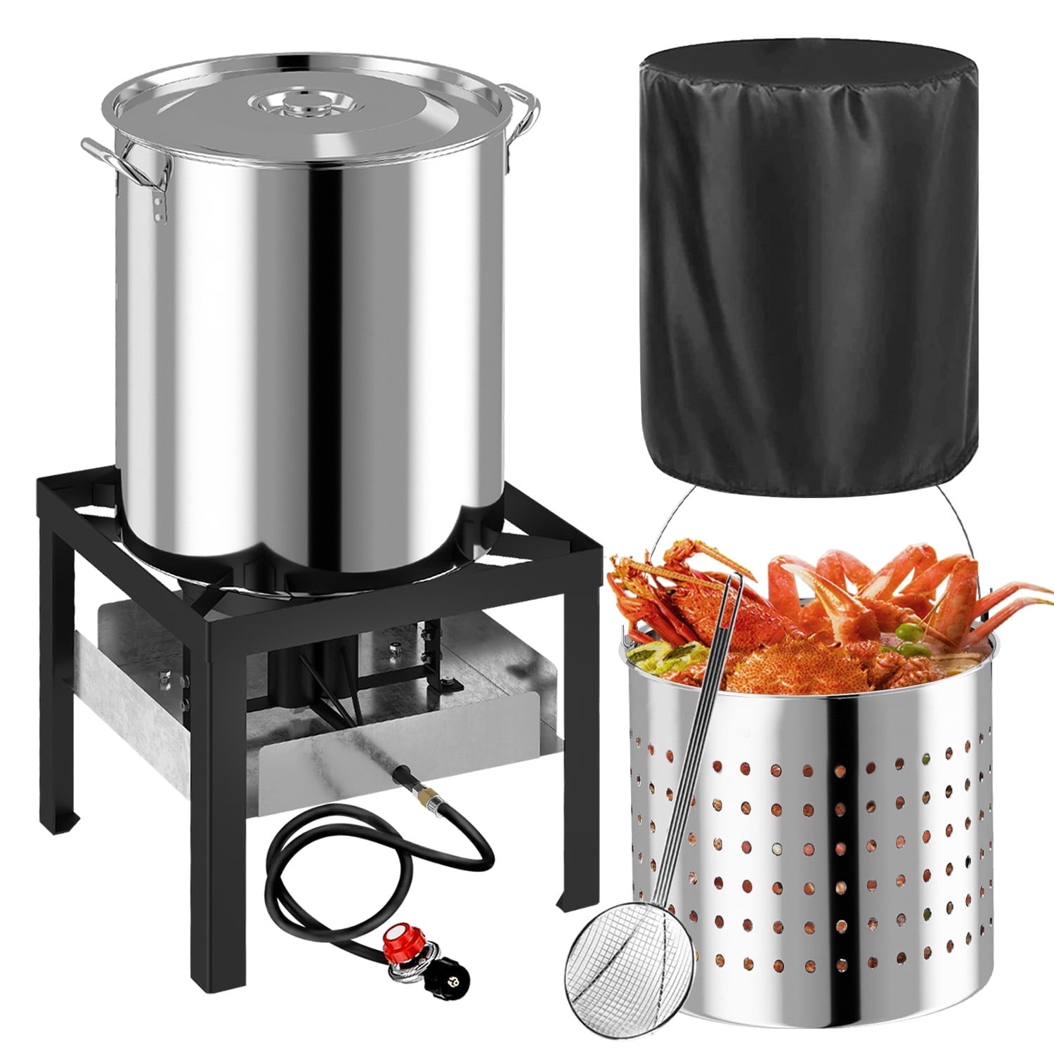 60QT Crawfish Boiler Kit, Stainless Steel Seafood Boil Pot,Waterproof ...