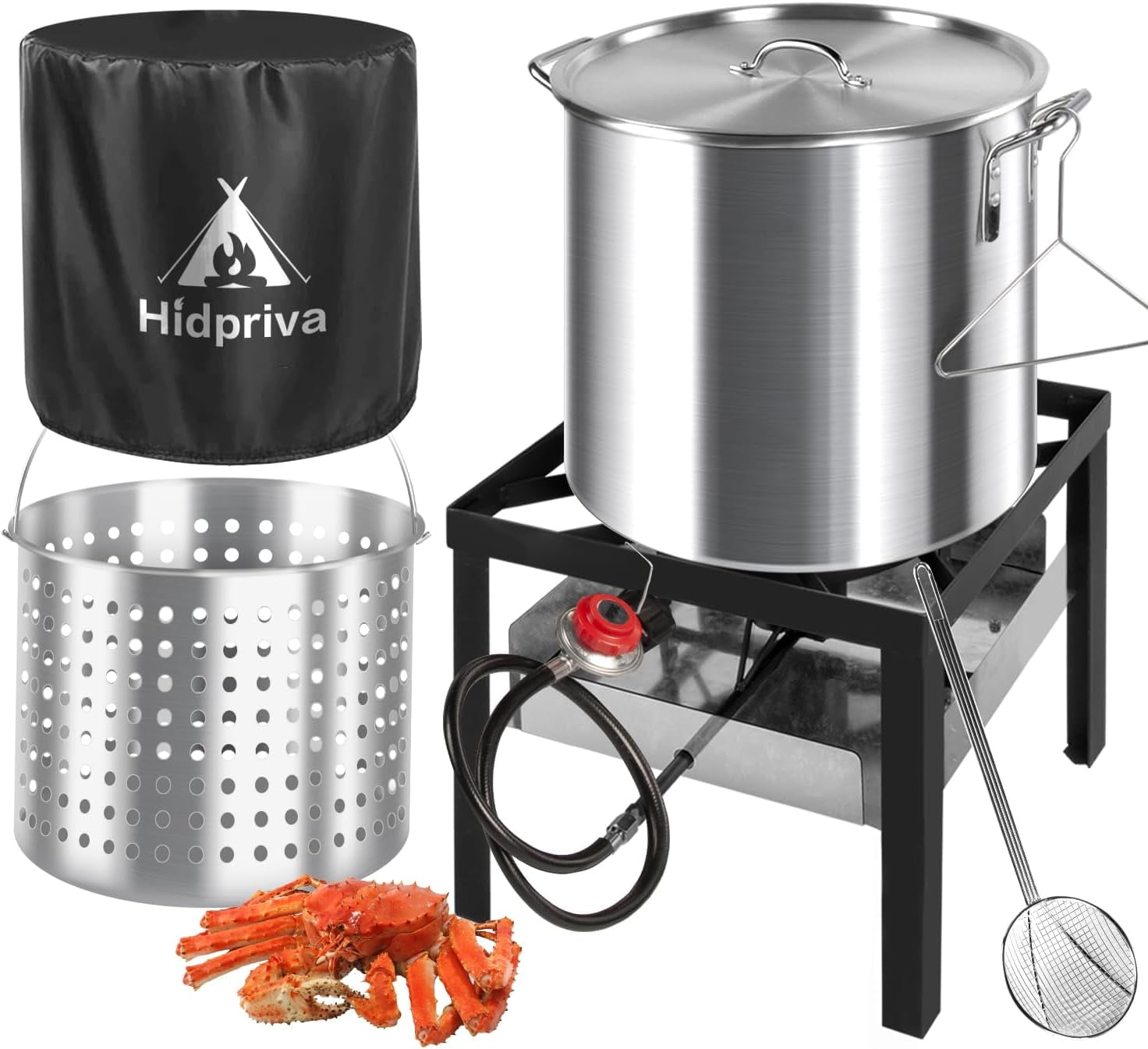 60QT Crawfish Boiler Kit, Waterproof Cover & 12-inch Skimmer, 110 ...