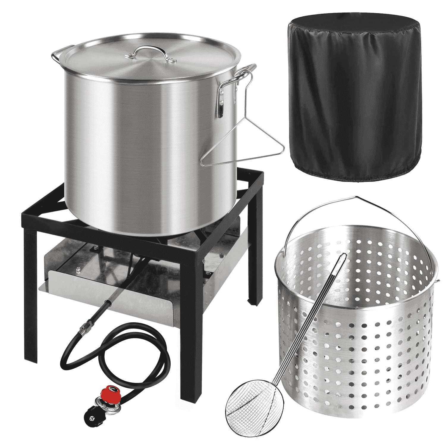 60QT Crawfish Boiler,Seafood Boiling Kit,Waterproof Cover & 12" Skimmer ...