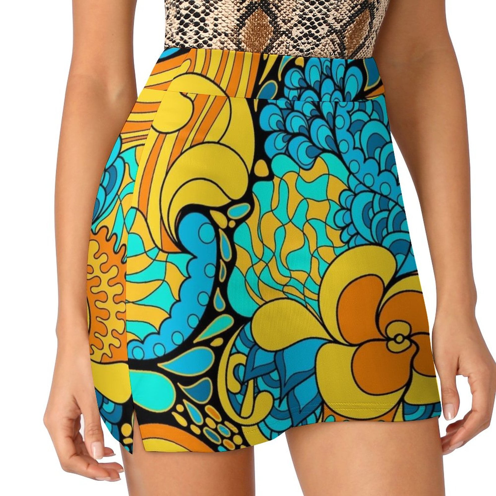 60S Hippie Psychedelic Pattern Korean Fashion Skirt Summer Skirts For ...