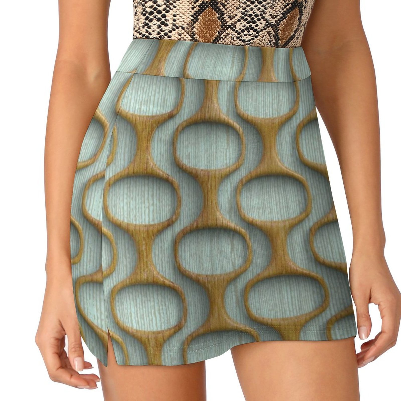 60S Mod Woodwork Skirts Woman Fashion 2025 Pant Skirt Mini Skirts ...