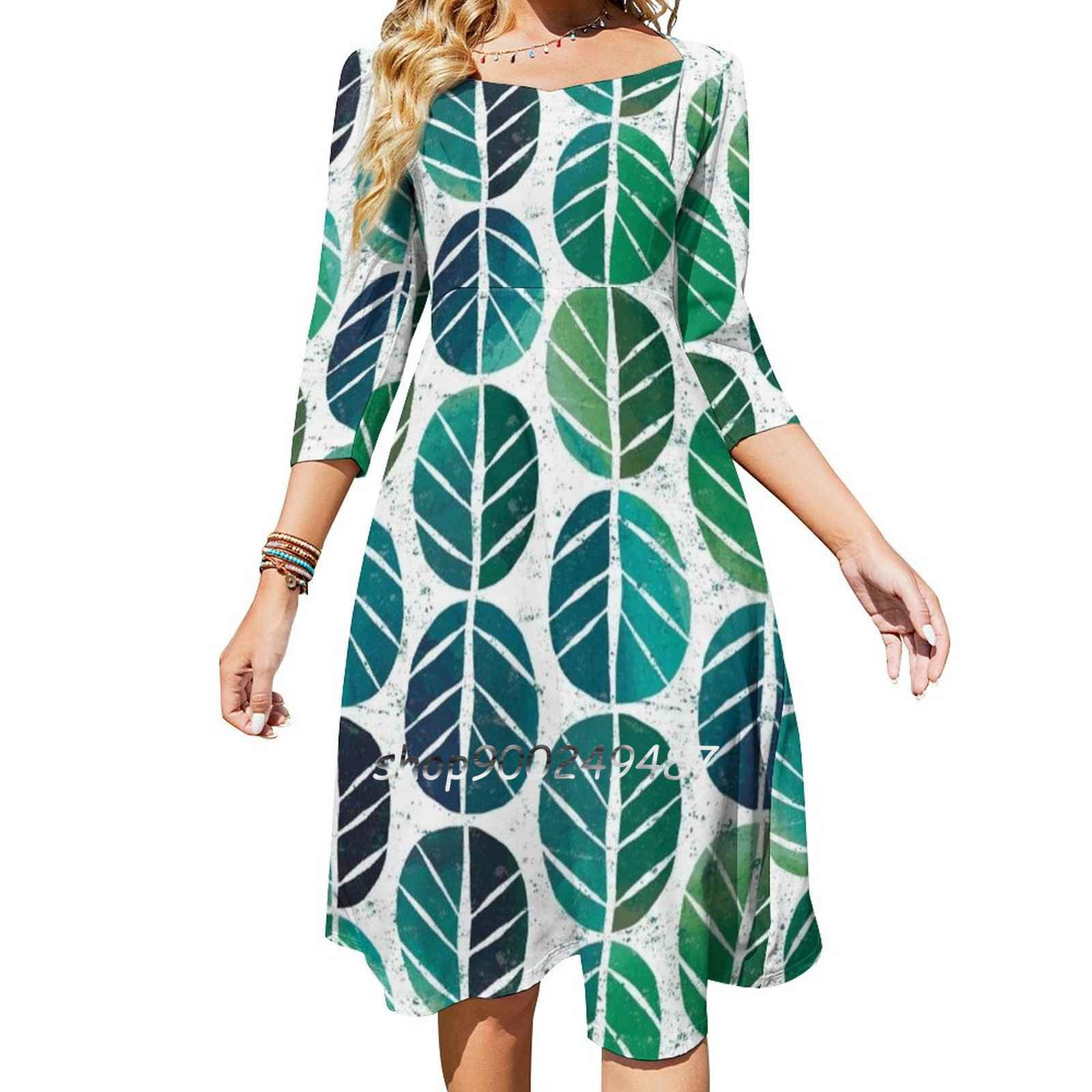 60S Style Neon Flowers Sweet Elegant Dress Women Korean Kawaii Square ...