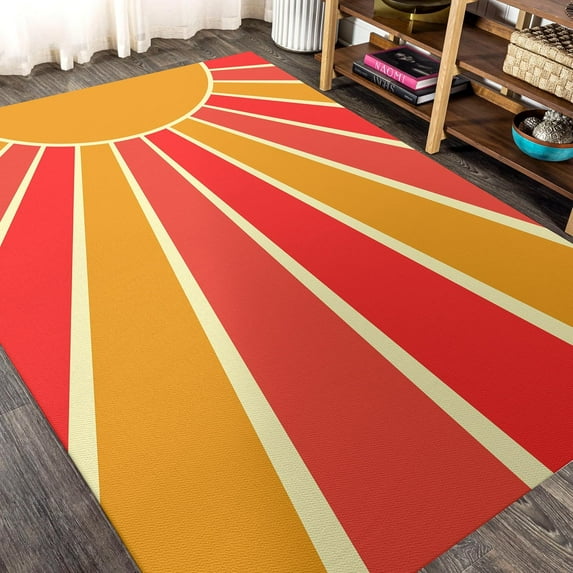 60S Style Sun Washable Rug - Retro Mid Century Modern,Non-Shedding ...