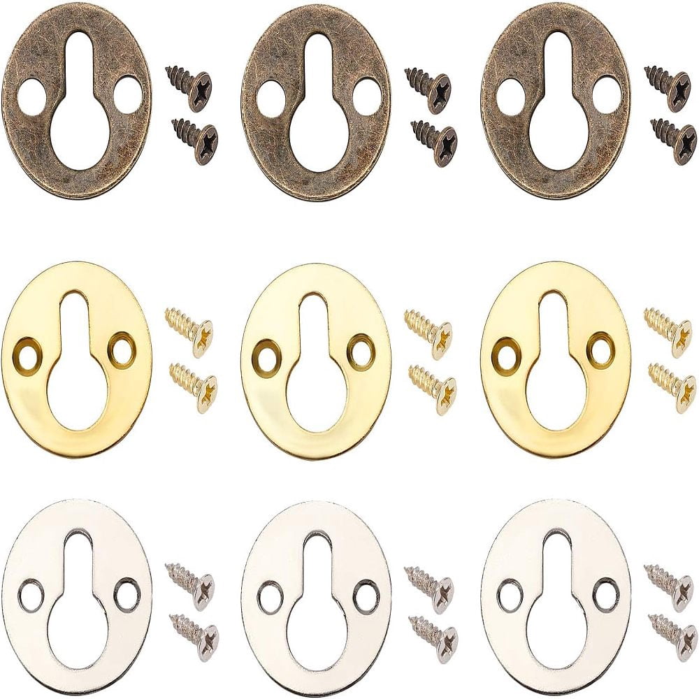 60Sets Mixed Colors Flat Round Keyhole Iron Hook Hangers with Screws ...