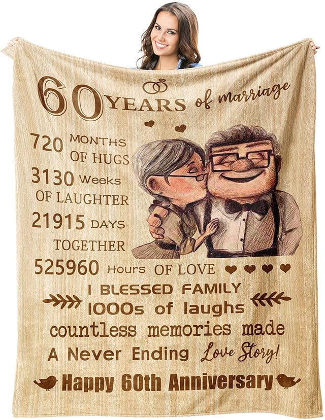 60Th Anniversary Blanket Gifts - Gift For 60Th Wedding Anniversary ...