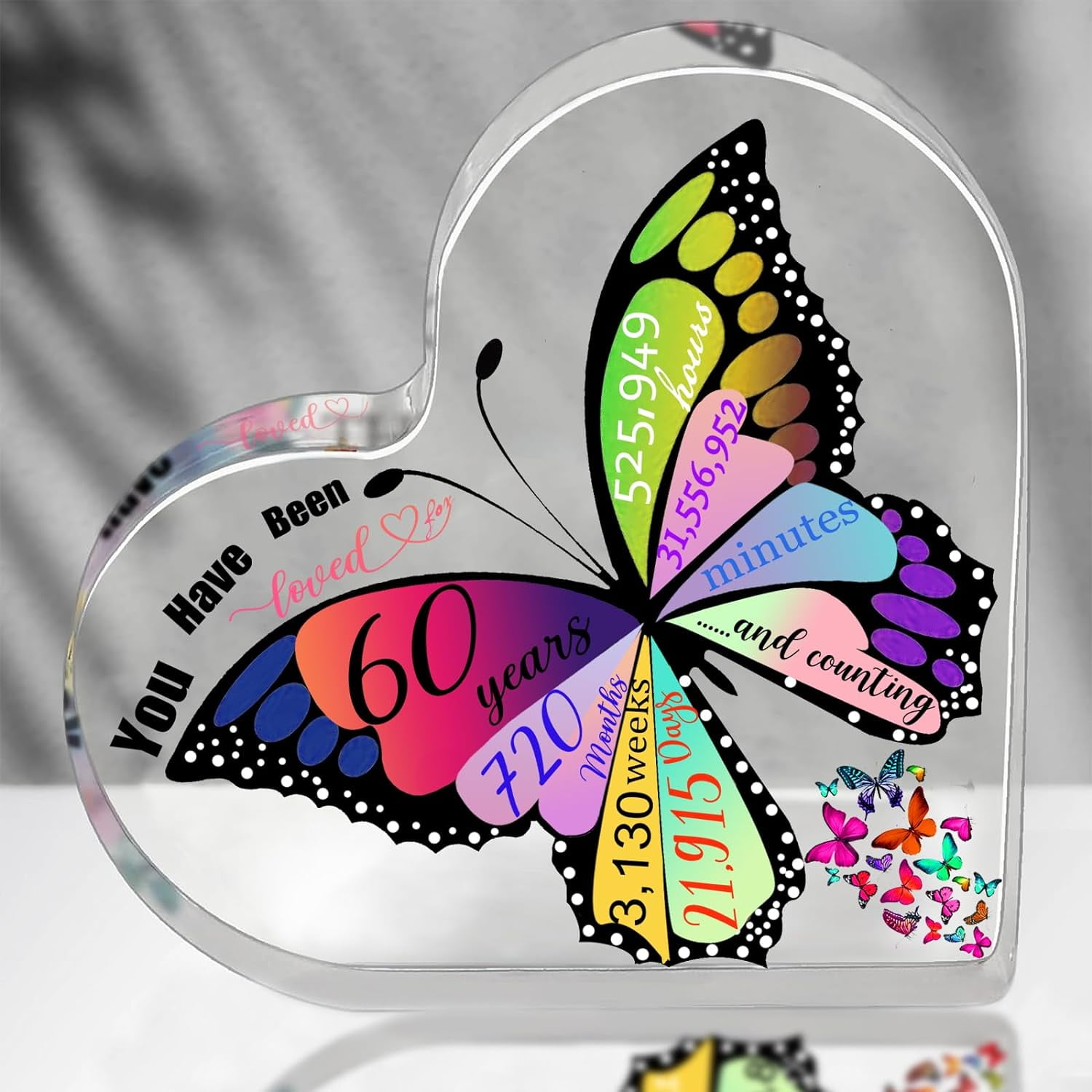60th Birthday Gifts for Women, 60 Year Old Gifts Acrylic Heart Keepsake ...