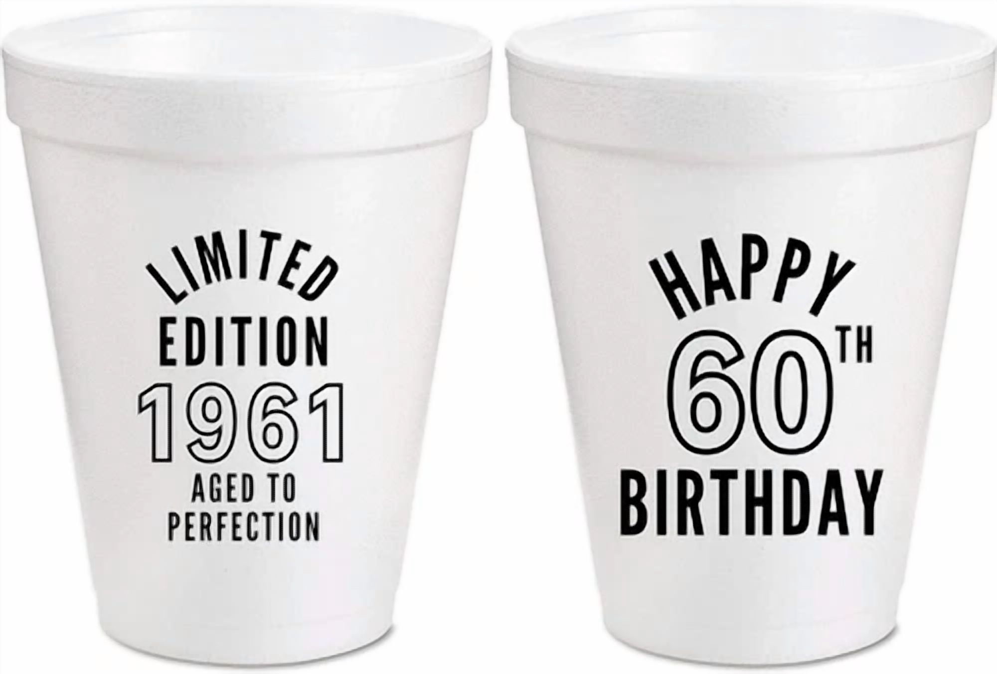 60Th Birthday Party Cups Styrofoam Limited Edition 1961 (10 Pc - 16 Oz ...