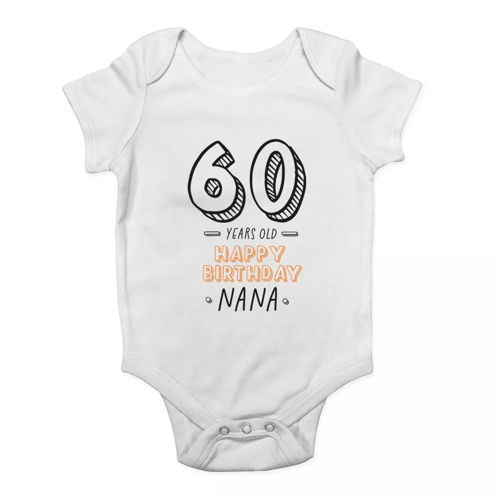 60Th Happy Birthday Nana Celebration Baby Grow Vest Bodysuit Boys Gift ...