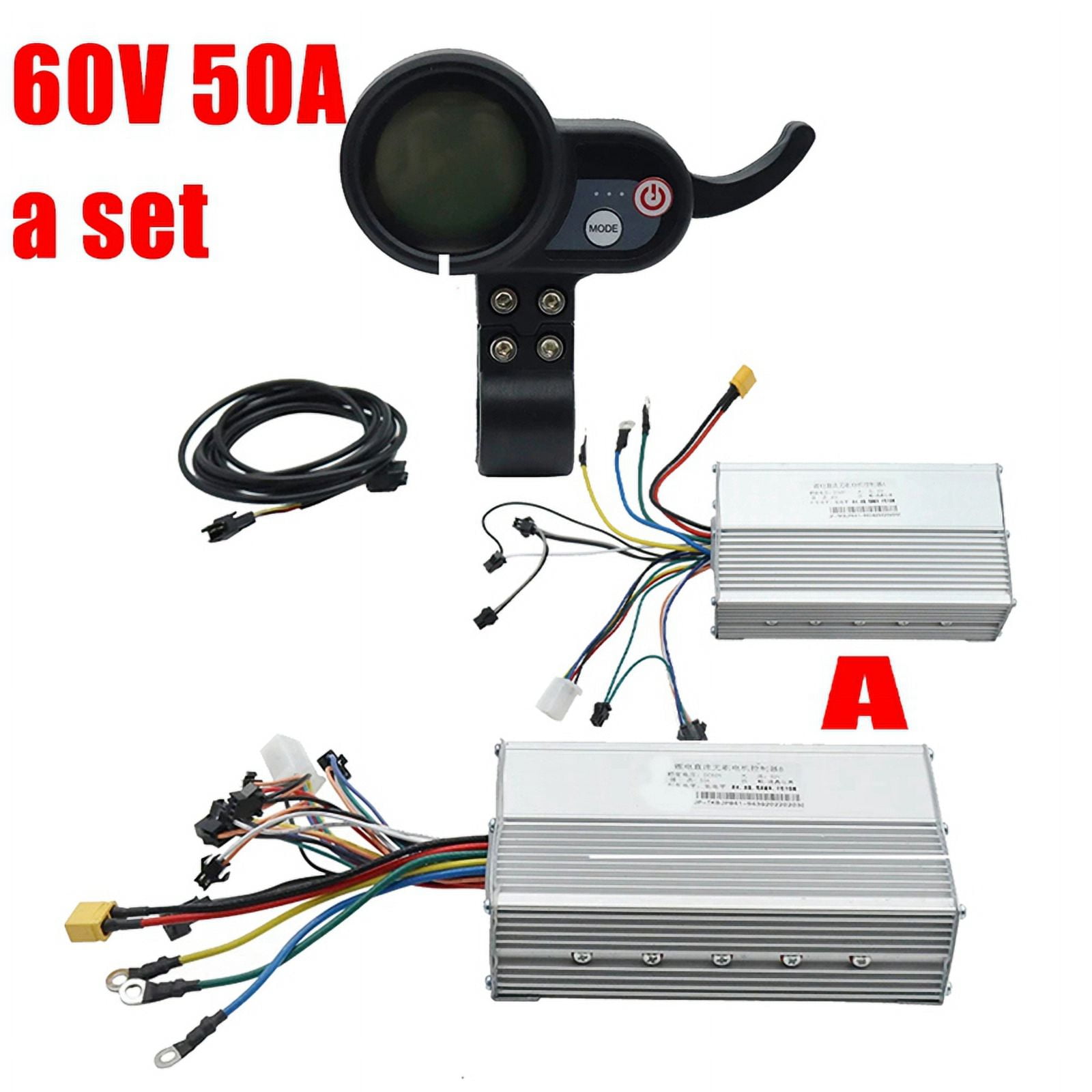 60V 50A Brushless Controller Dual Motor+36V-60V LCD Display Dashboard for Electric Scooter E ...