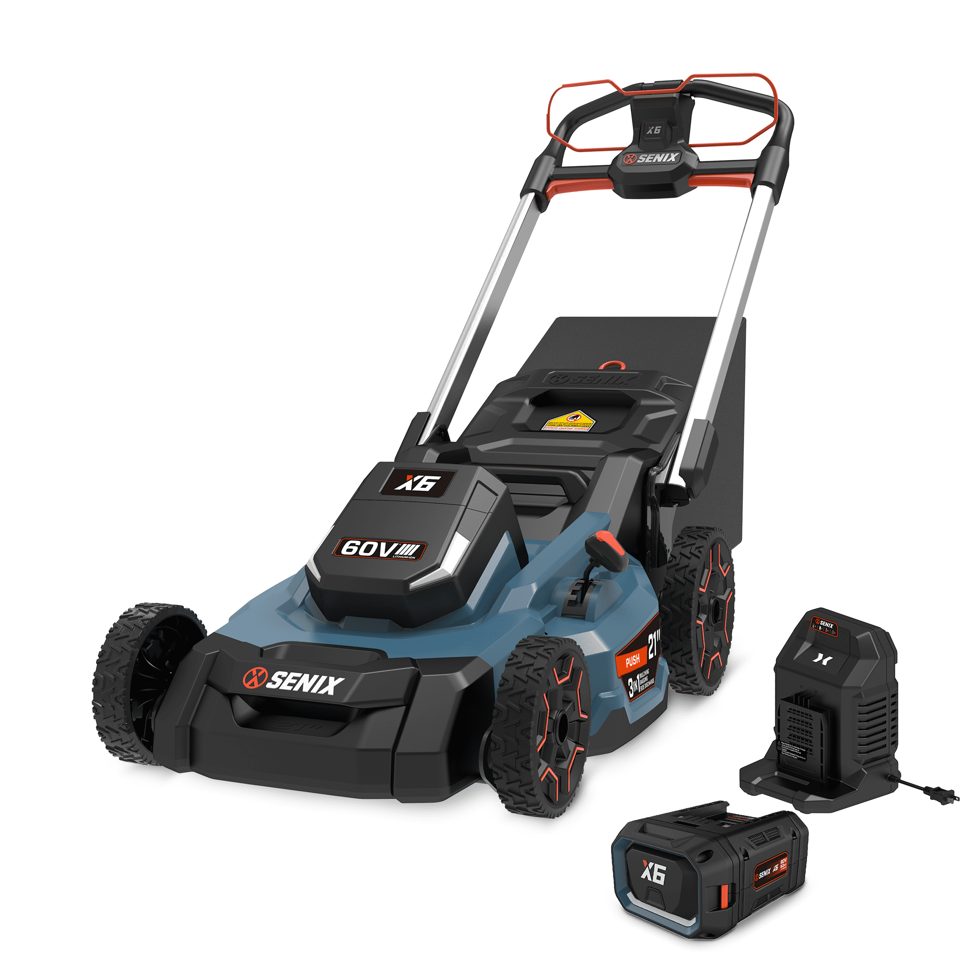 SENIX X6 60V Max* 21-Inch Cordless Brushless Lawn Mower, 6Ah Battery ...