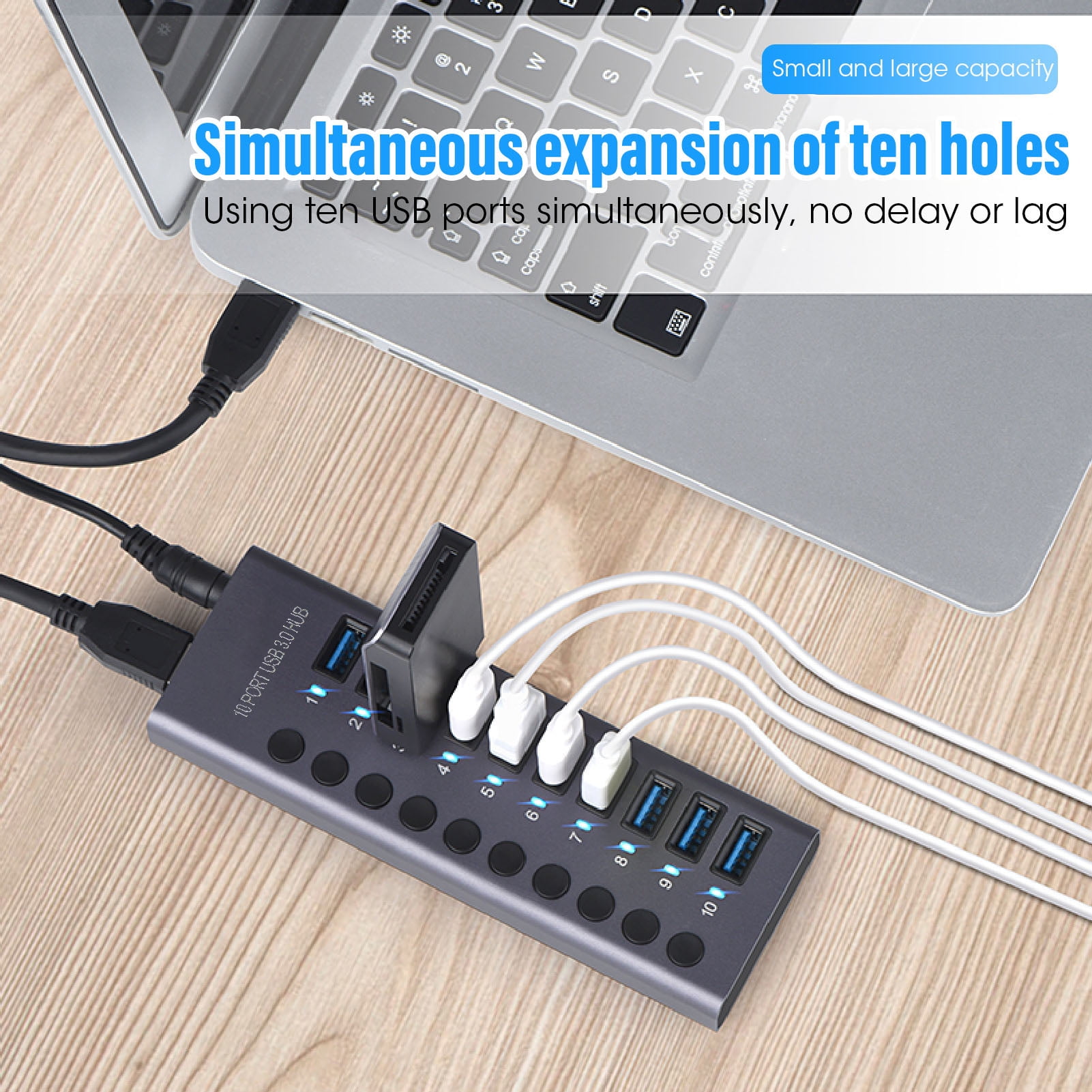 60W 10,Port USB 3.0 Hub With Power Adapter, Expand Connectivity For ...