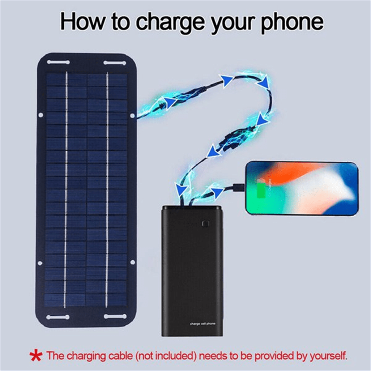 60W 12V Solar Panel Kit Waterproof Outdoor Camping Battery Charger ...