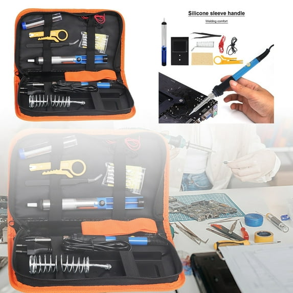 60W Adjustable Temperature Electronics Soldering Kit with Multiple Tips ...