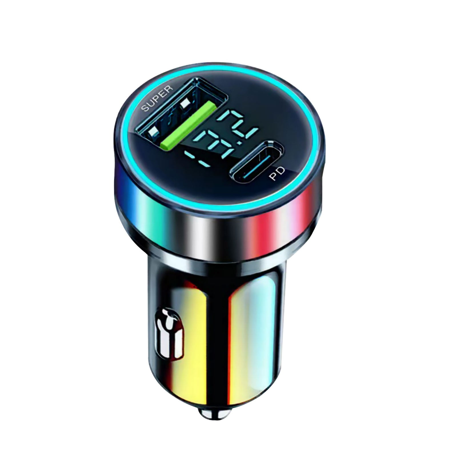 60W Car Charger LED Digital Display QC3.0 Interface PD Fast Charging ...