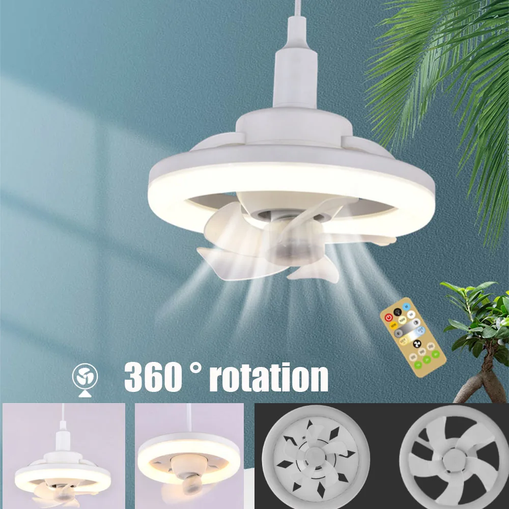 60W Ceiling Fan E27 With Led Light And Remote Control 360 掳 Rotation ...