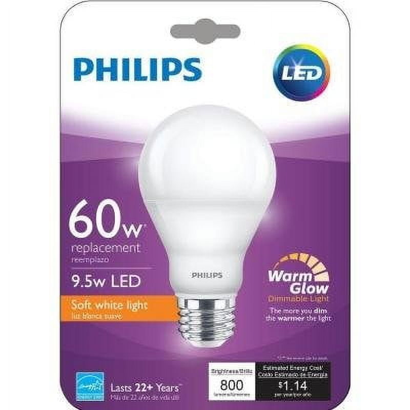 philips 455840 60w equivalent 2200k-2700k a19 dimmable led warm glow ...
