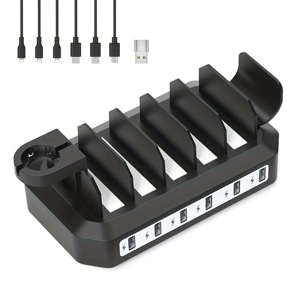60W Fast Charging Station - Safe Certified | 6-Port Charging Dock with ...