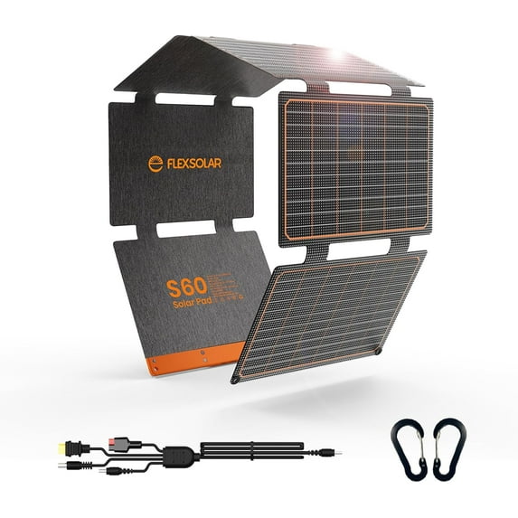 60W Foldable Solar Panel, Portable Solar Charger with USB-C/USB-A QC3.0 ...
