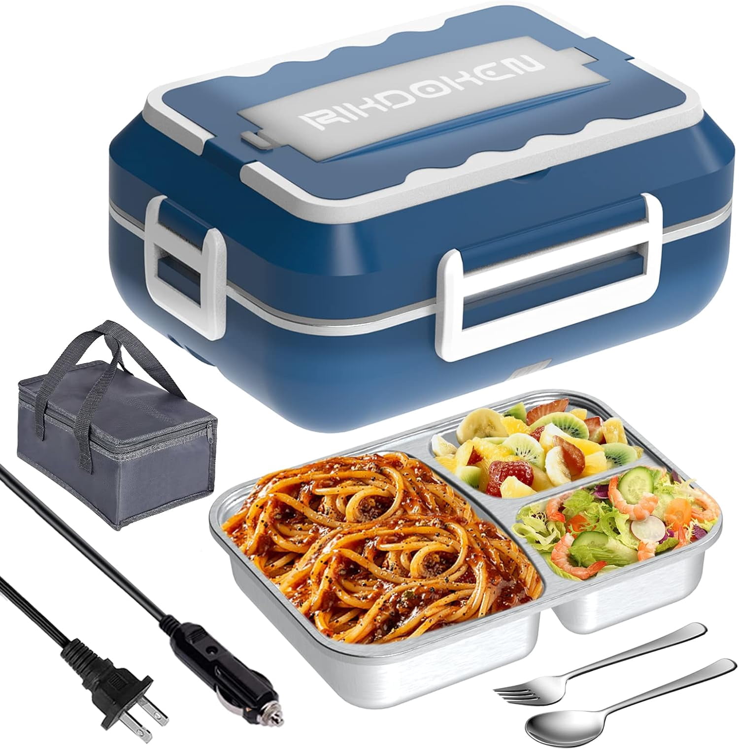 60W Heat Lunch Box Heater for Work , 12V 24V 110V Portable Warmer with ...