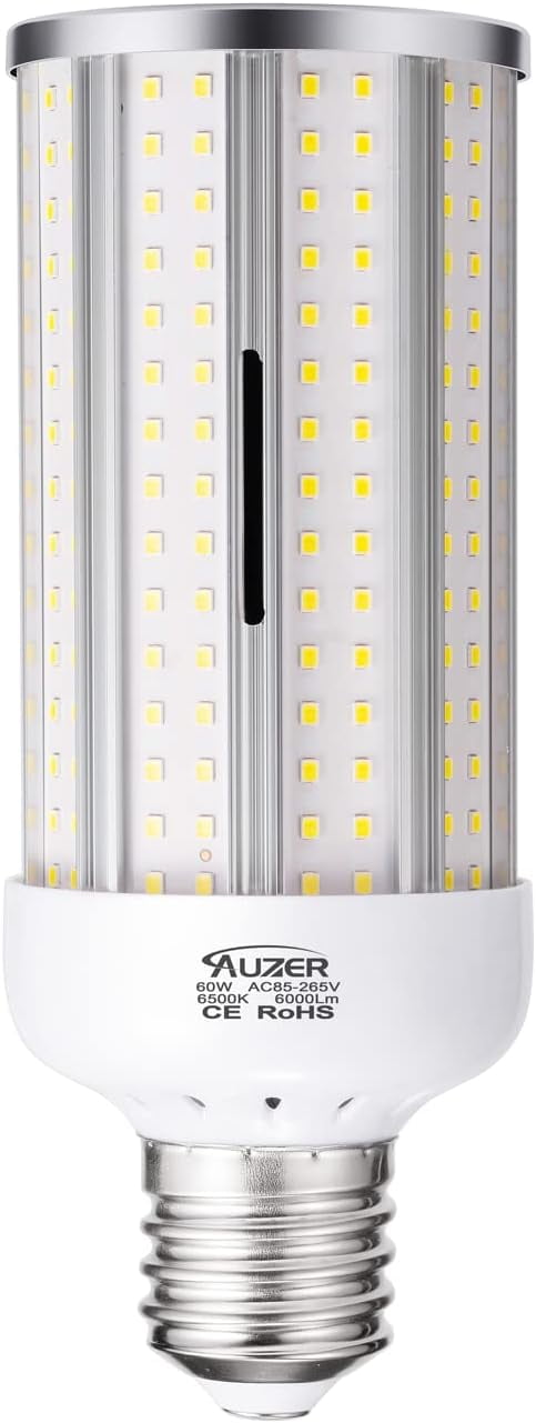 60W LED Corn Light Bulb, Large Mogul E39 Base, 6000-Lumen, 6500K ...
