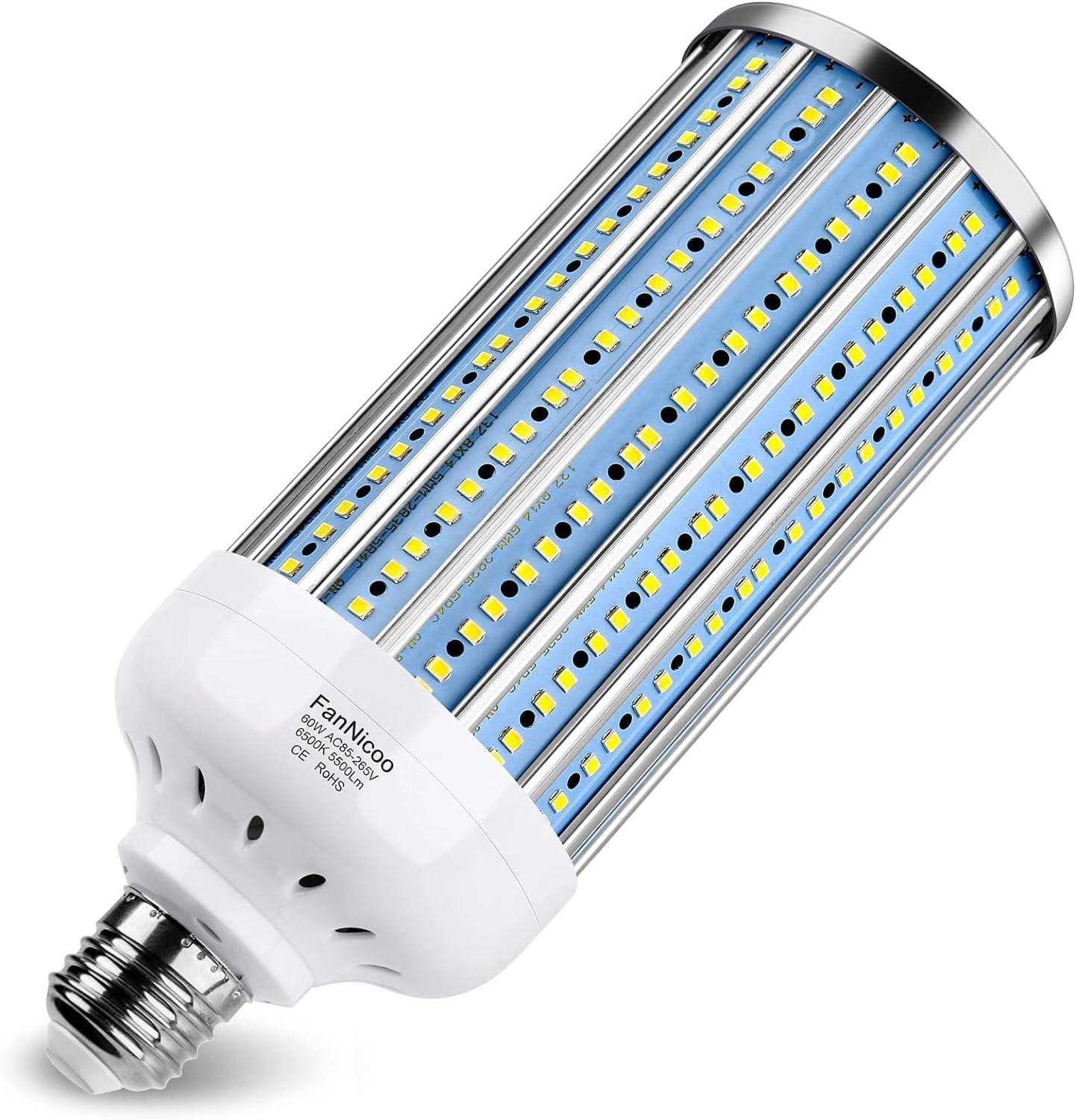 60W LED Light Bulb 500W Equivt LED Corn Light Bulb 5500Lumen 6500k Cool ...