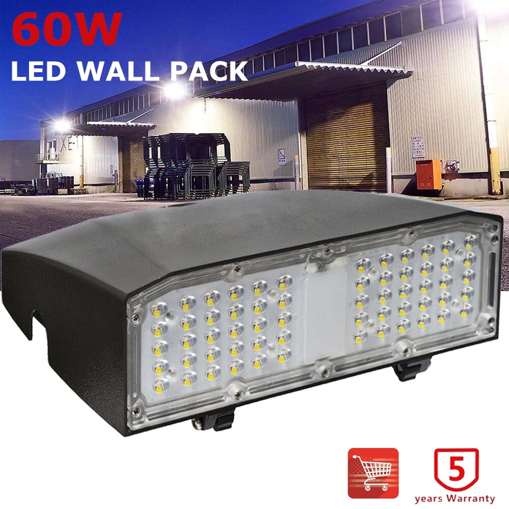 60W LED Slim Wall Pack Light Outdoor Area Warehouse Security Fixture ...