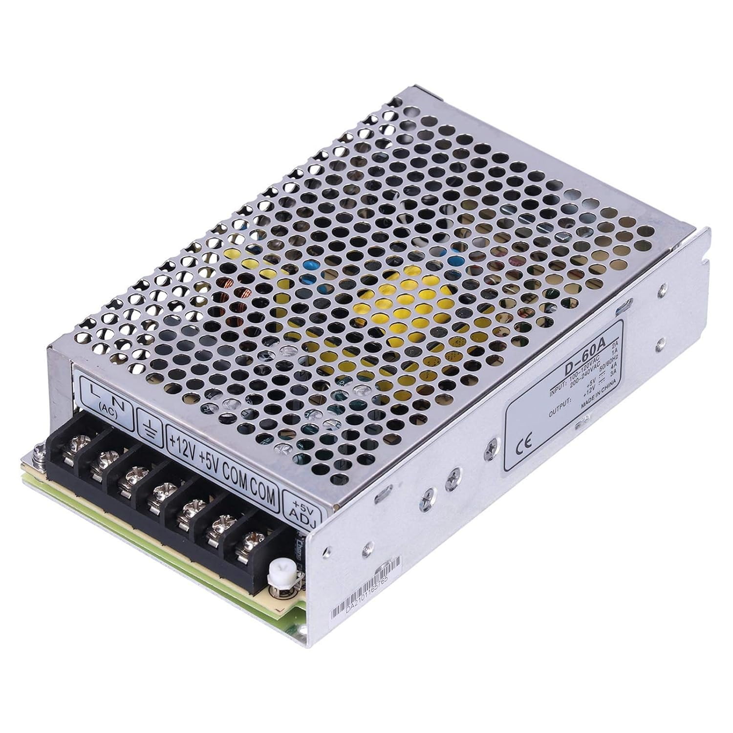 60W LED Switching Power Supply, 115/230VAC Dual Output DC 5V/4A 12V/3A ...