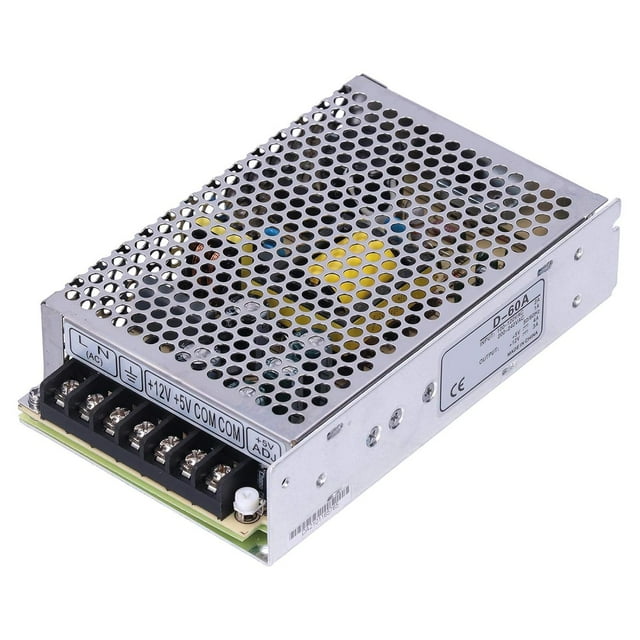 60W LED Switching Power Supply, 115/230VAC Dual Output DC 5V/4A 12V/3A ...