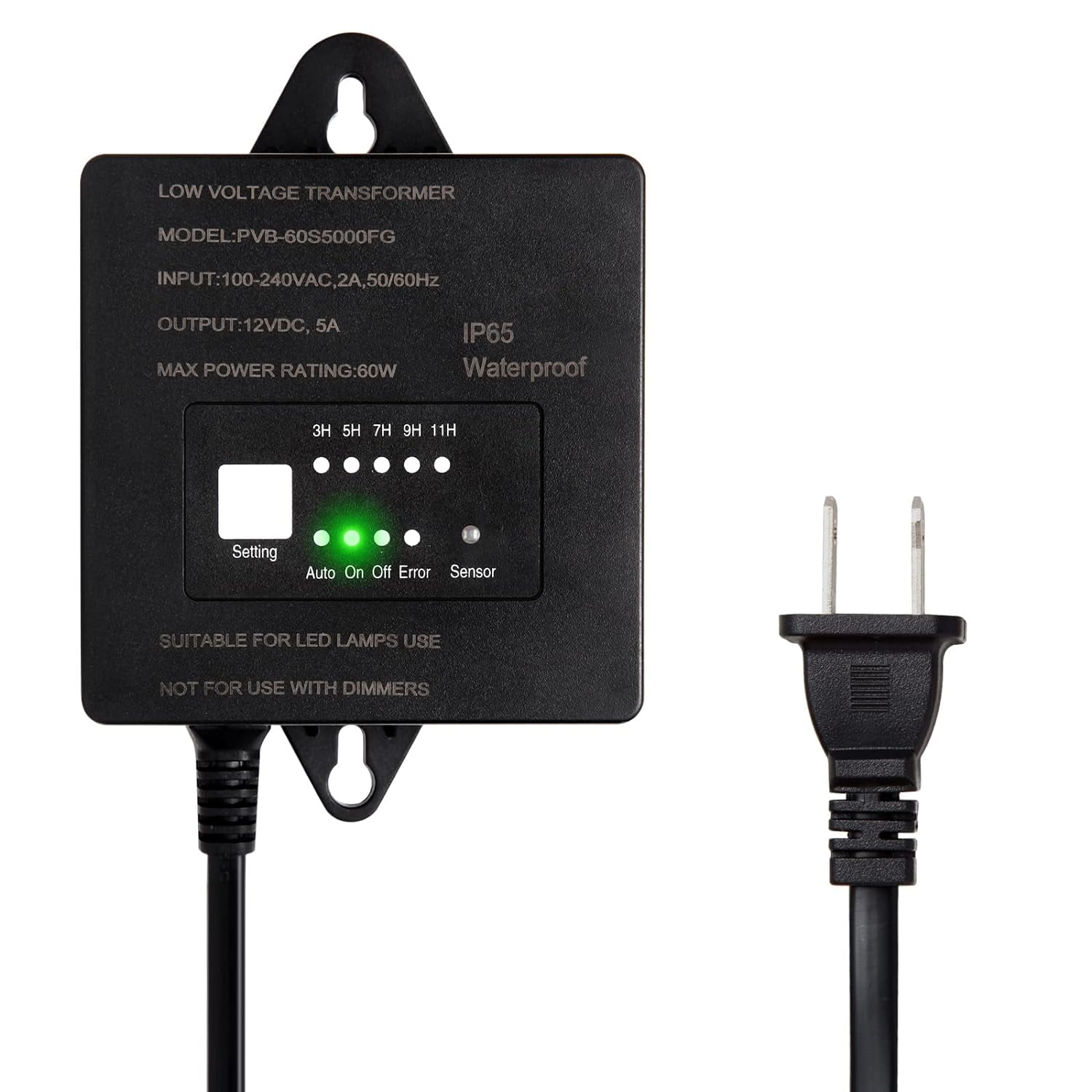 60W Low Voltage Transformer with Timer and Photocell Sensor, 120V AC to ...