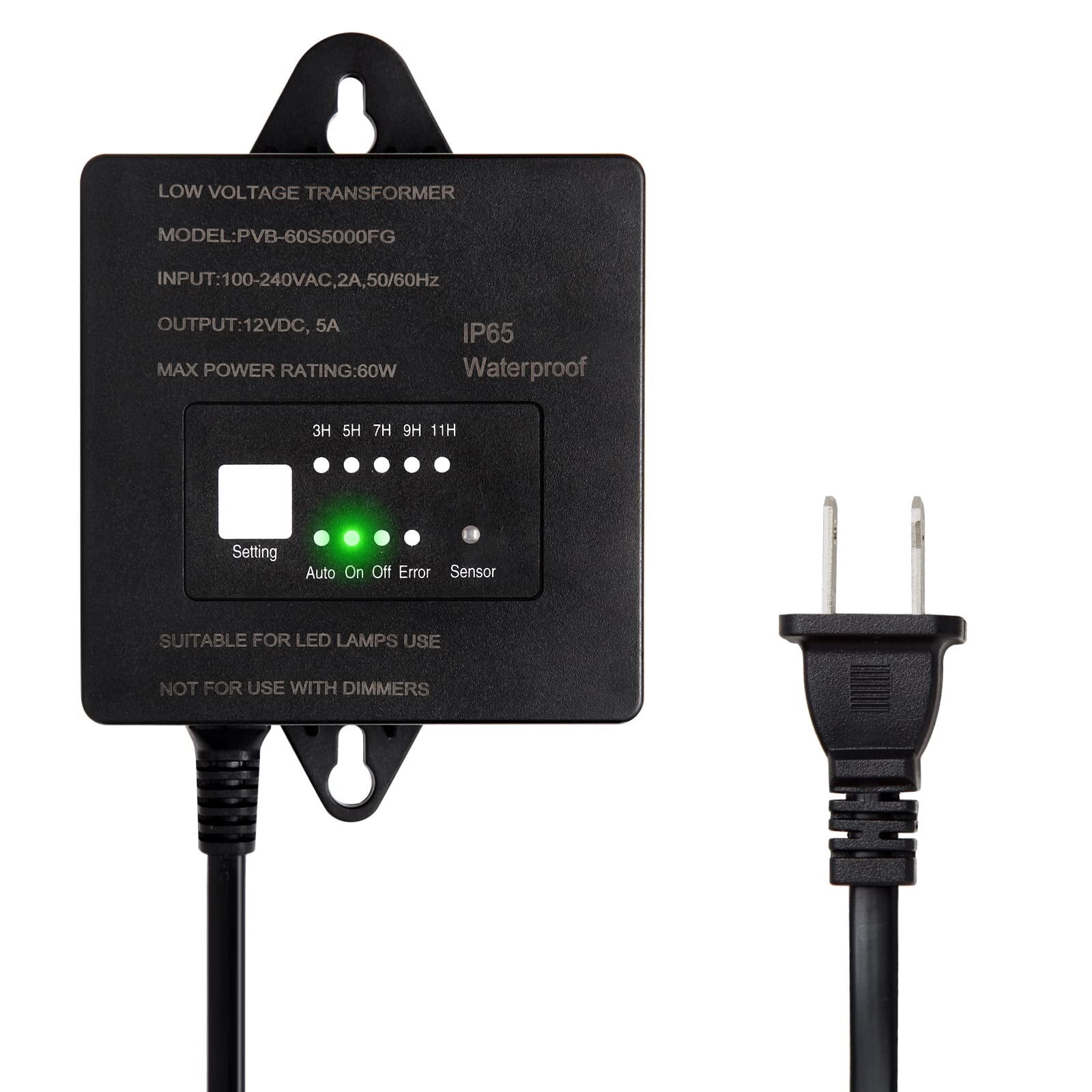 60W Low Voltage Transformer with Timer and Photocell Sensor, 120V AC to ...