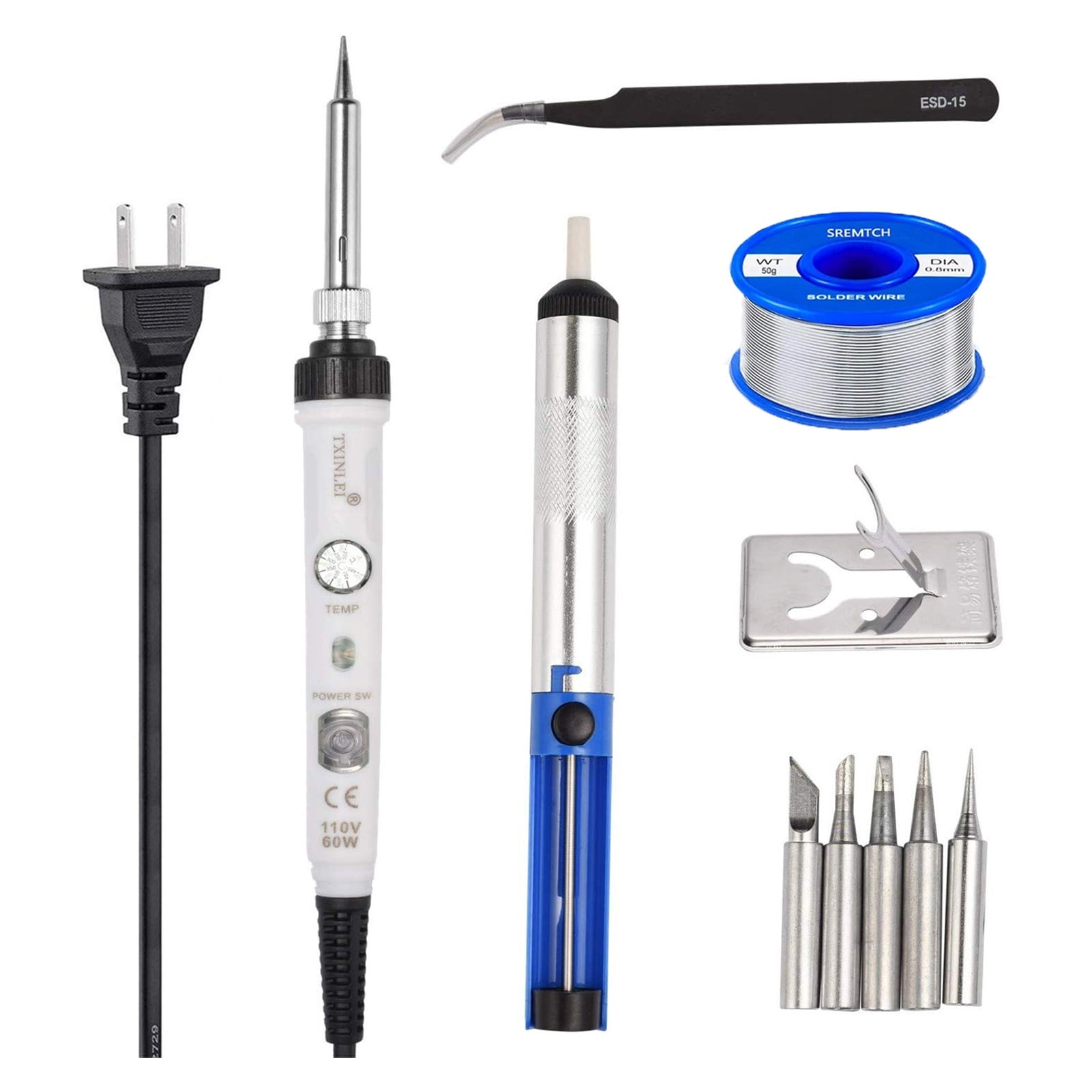 60W Mini Electric Soldering Iron Station Adjustable Temperature Solder ...