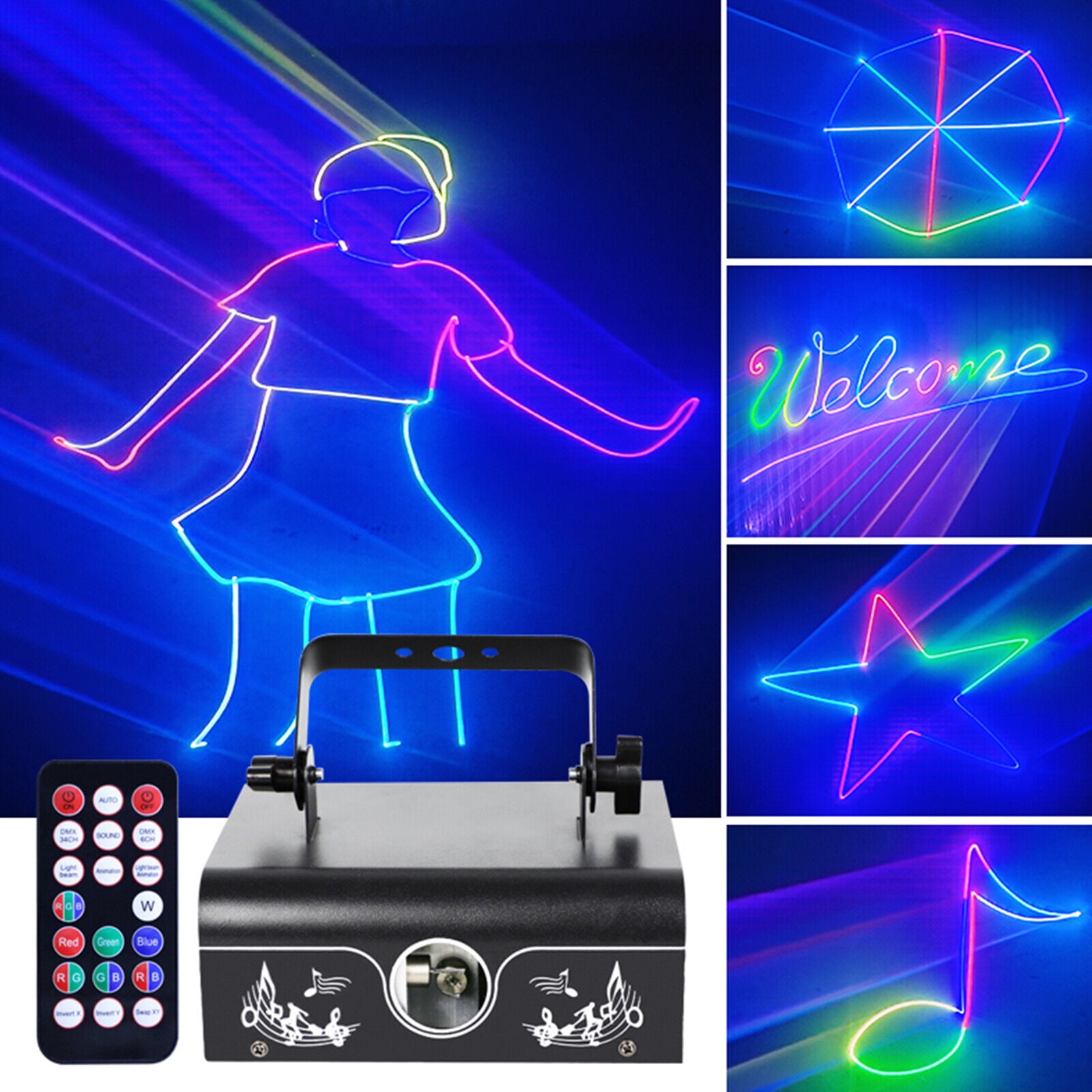 60W RGB Animation Laser Light Projector Light DJ Disco Party Stage ...