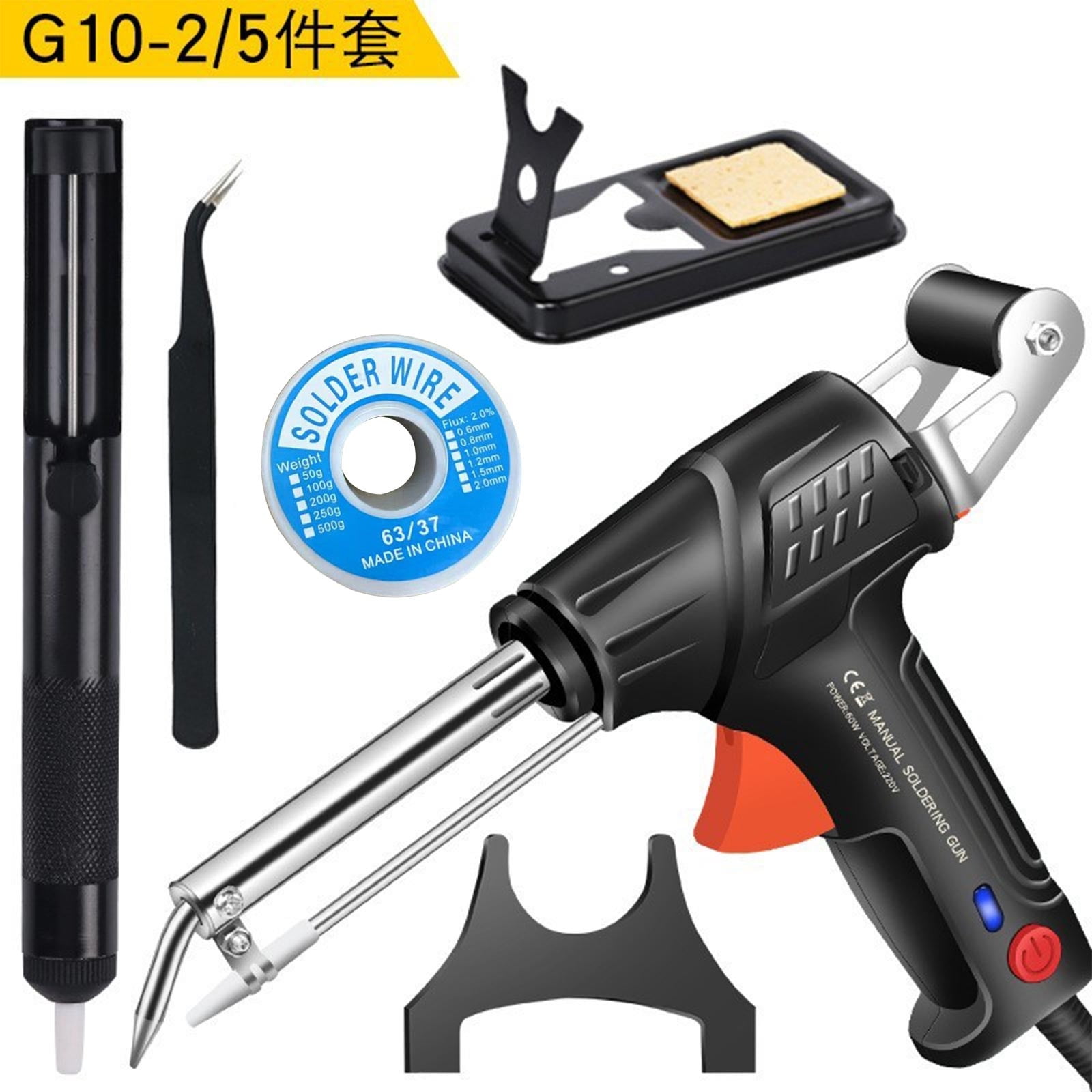 60W Semi-Automatic Soldering Iron with Light, 110V Handheld Soldering ...