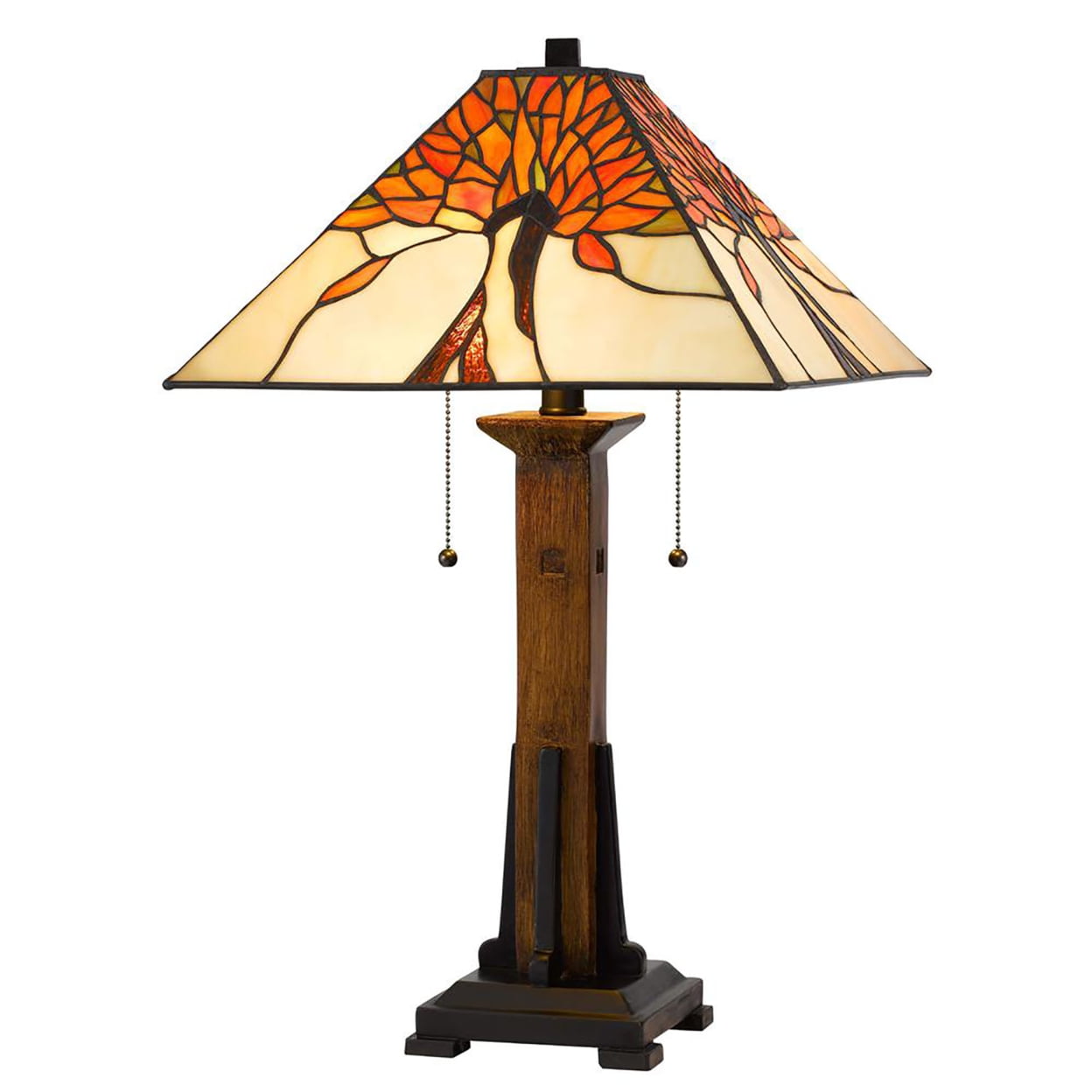 60W X 2 Tiffany Table Lamp With Pull Chain Switch With Resin Lamp Body ...