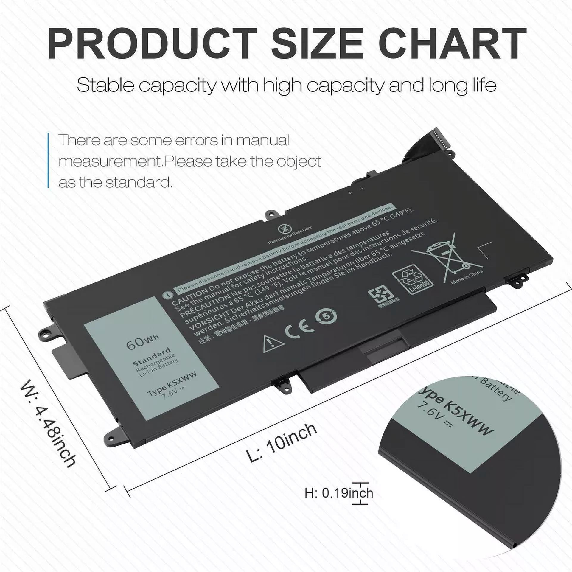 60Wh K5XWW 6CYH6 Laptop Battery For Dell Latitude 5289 7389 7390 ...
