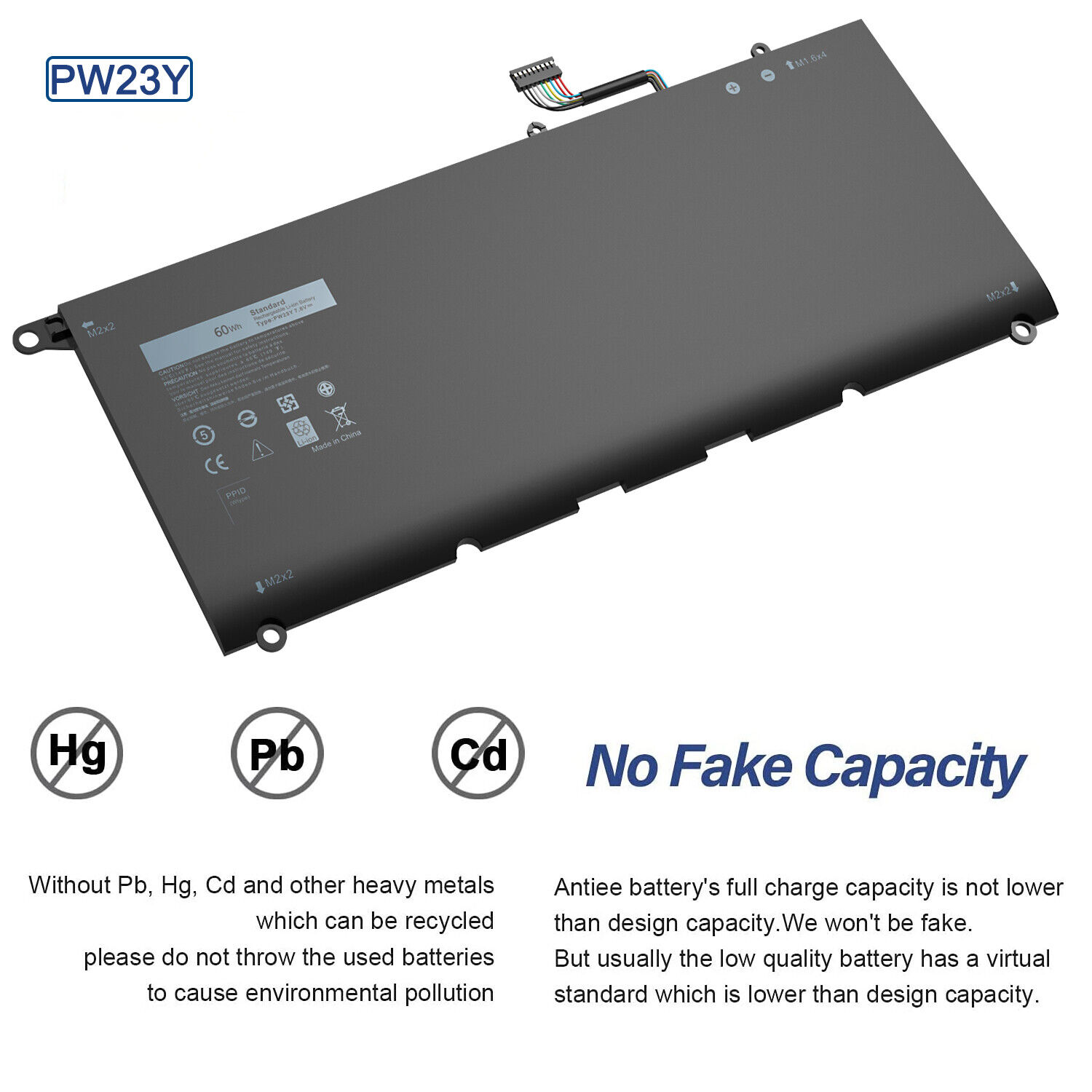 60Wh PW23Y Battery For Dell XPS 13 9360 2017 Series TP1GT 0TP1GT RNP72 ...