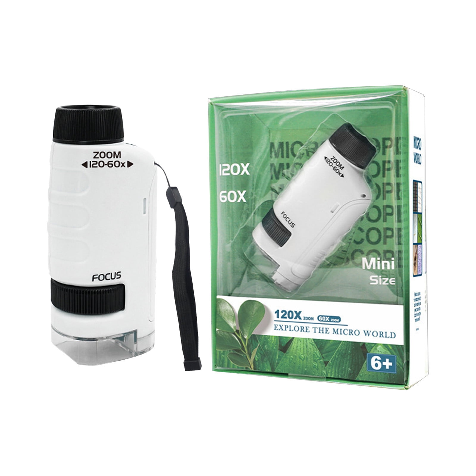 60X-120X Pocket Microscope, Kids Microscope with LED Light Handheld ...