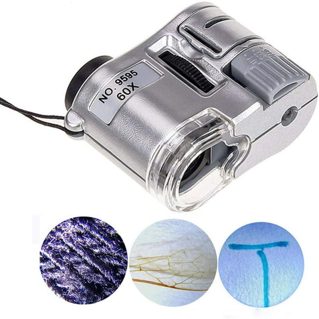 60X Handheld Magnifying Glass Mini Microscope Loupe with UV Currency ...