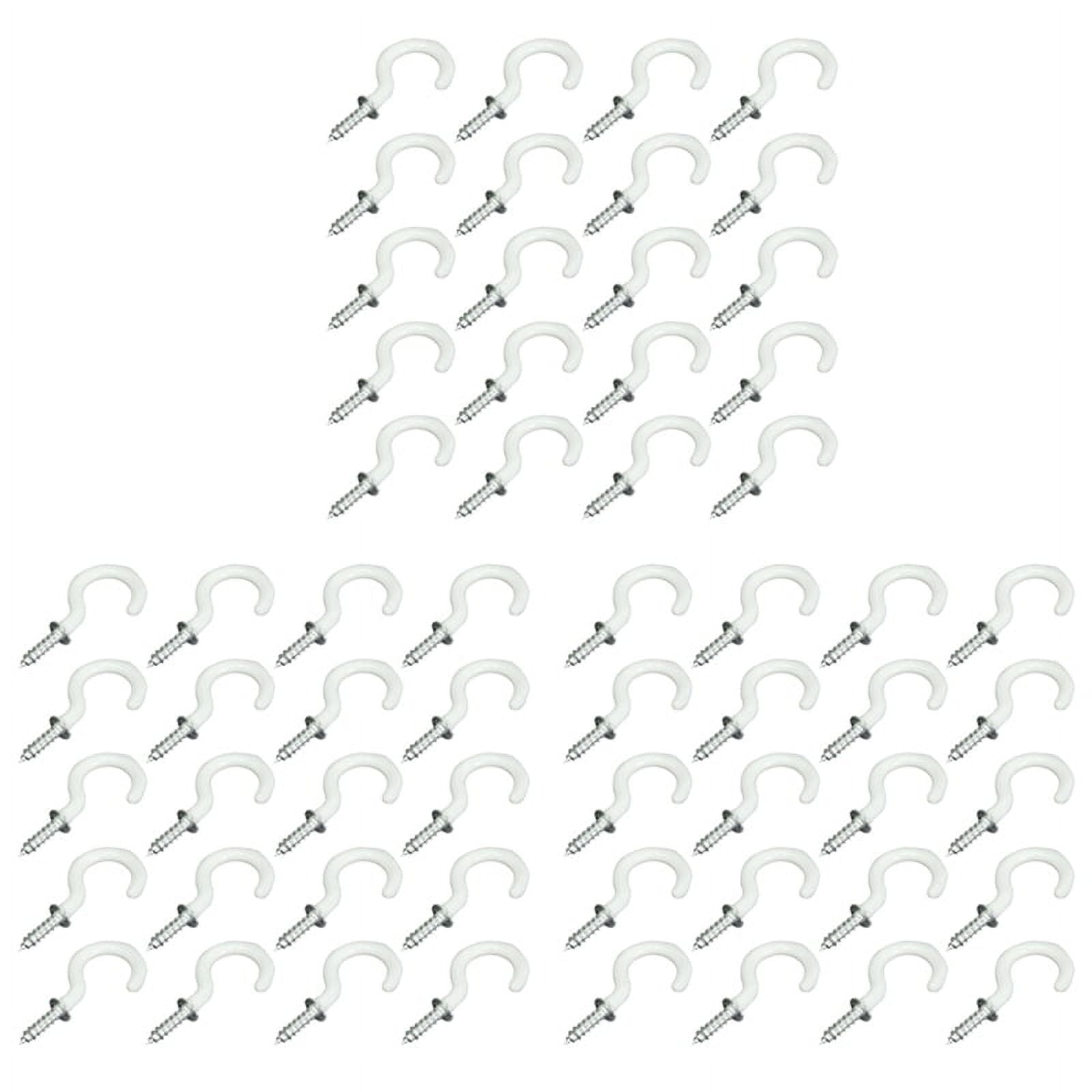 60X PVC Coated Stainless Steel Screw In Cup Hooks Ring Plant Jewelry ...