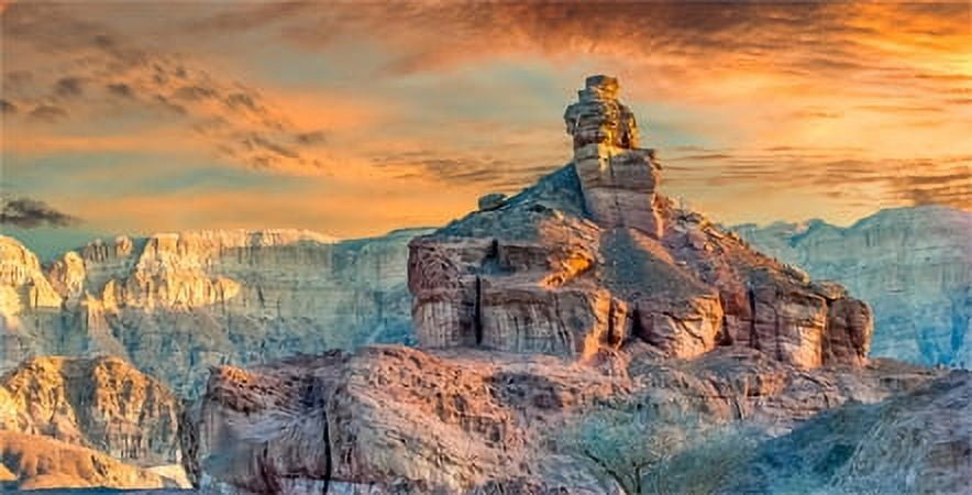 60X24IN, Reptile Habitat Background, Mountain Sun and Orange Desert ...