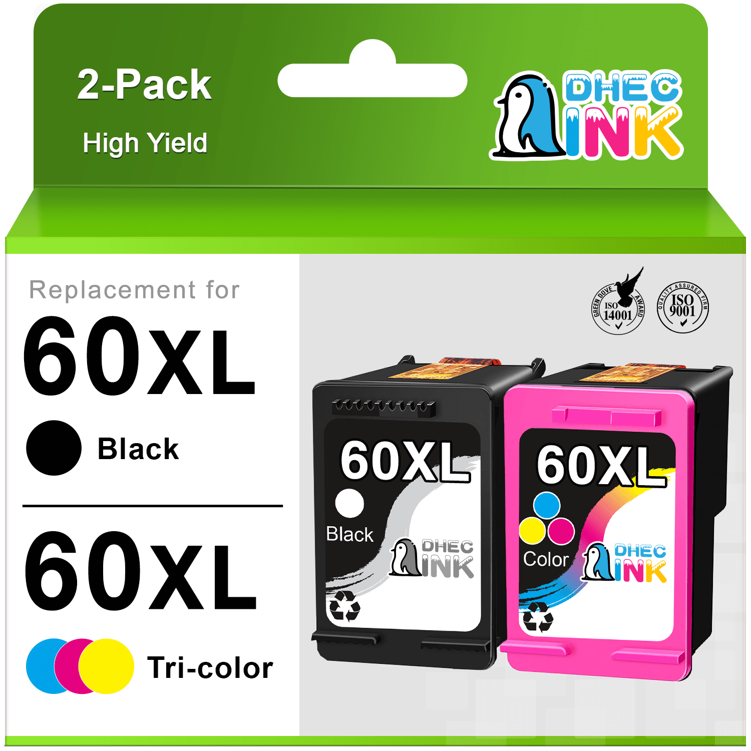 HP 60XL 2-Pack Ink Cartridges: Black & Tri-Color, for Envy 100 110 ...