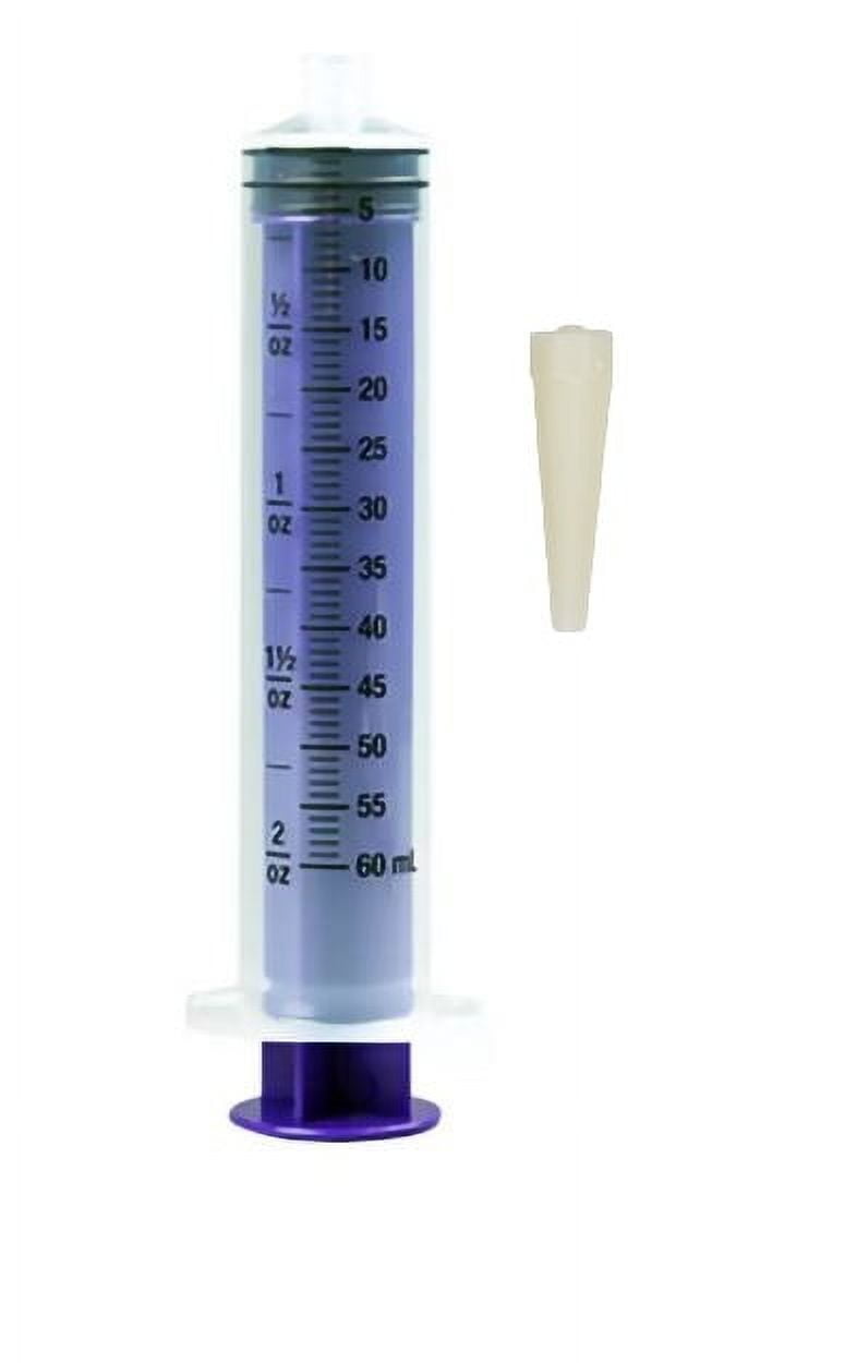 Vesco 60cc Syringe, 2oz ENFit with Transition Tip, Clear Barrel, mL and ...