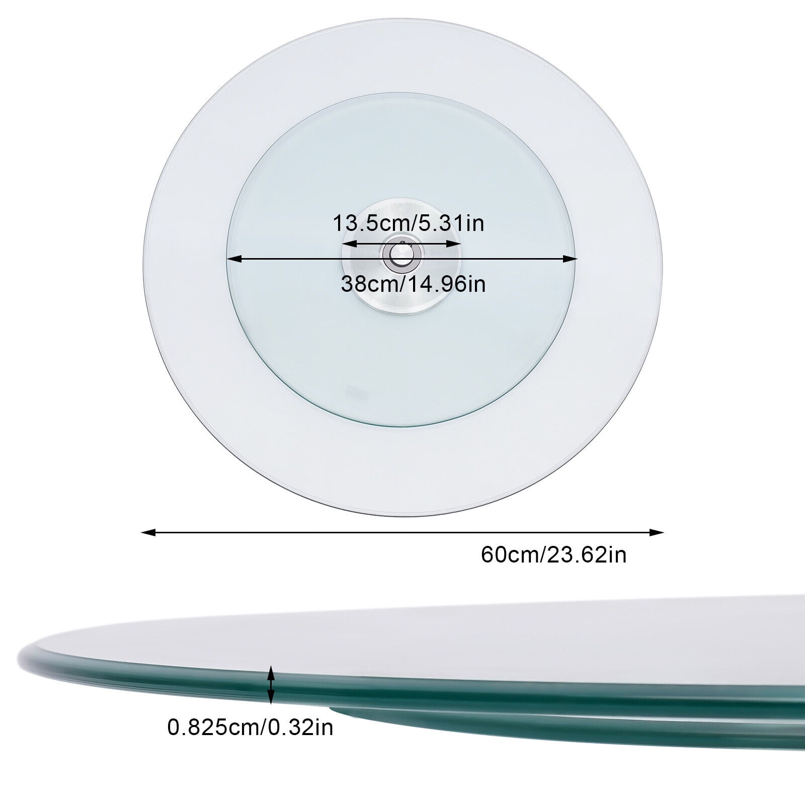 60cm/23.62inch Round Glass Top Dining Table 60-80cm Beveled Polished ...