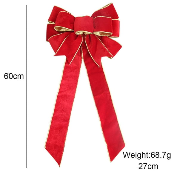 60cm Christmas Tree Bow Decoration Wire Edge Flannel Ribbon Knot For ...