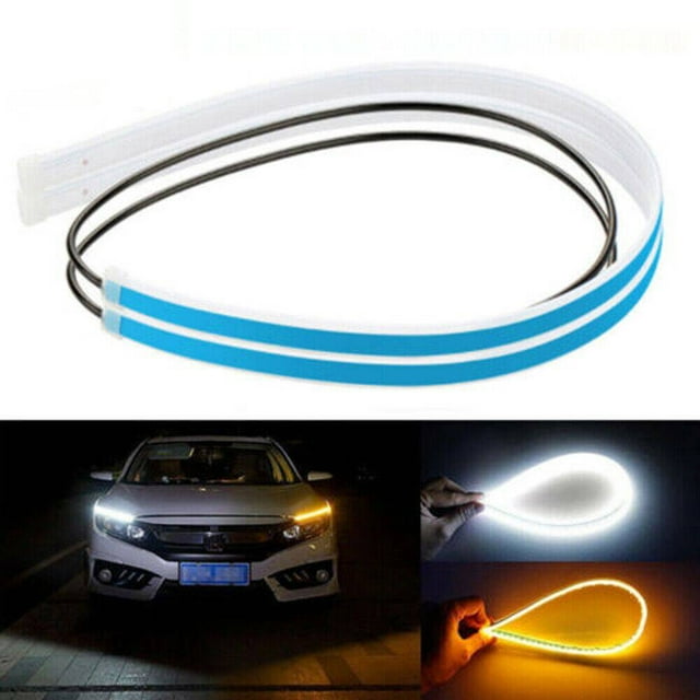 60cm LED DRL Headlight Hood Strip Lights Sequential Turn Signal Lamp ...