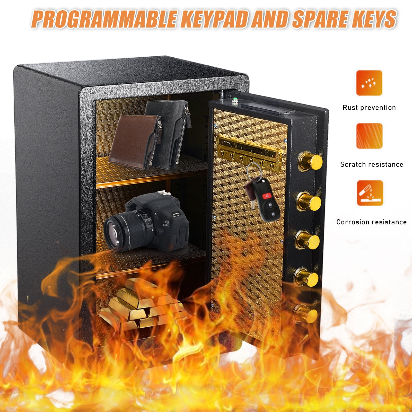 60cm Large Home Safe, Anti-theft Fireproof Safe, Home Document Safe Box ...