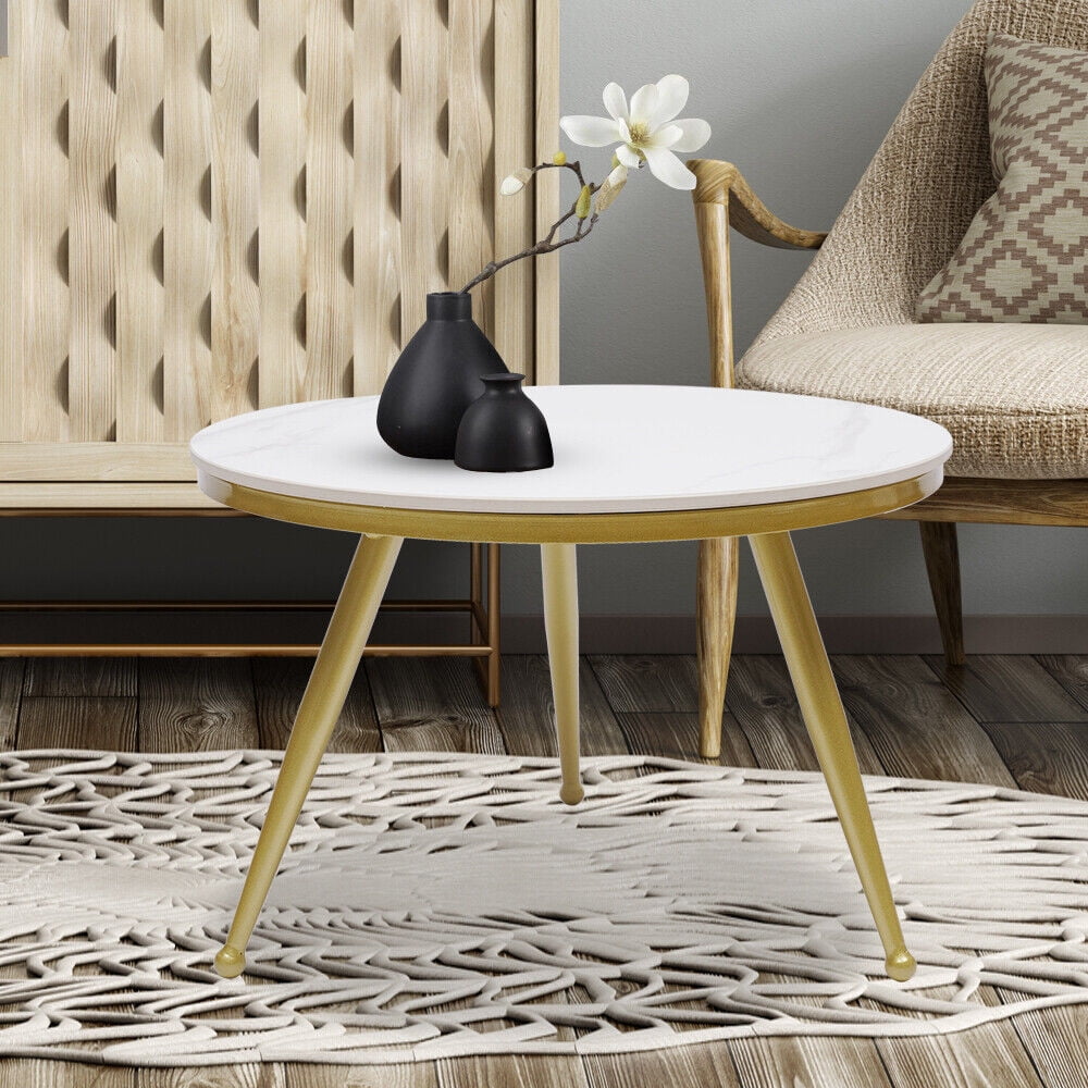 60cm Marble Table Bedroom Nordic Round Desk White Coffee Table 3 Metal ...