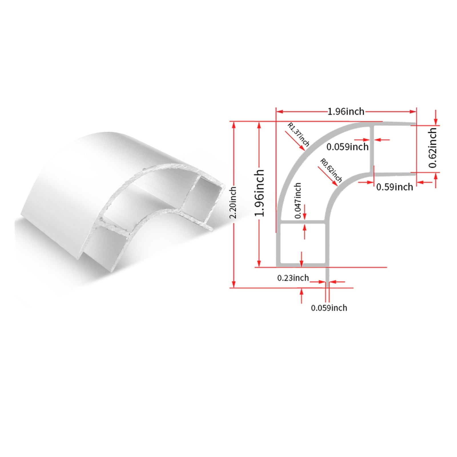 60cm RV aluminum corner profile wall cabinet rounded corner transition ...