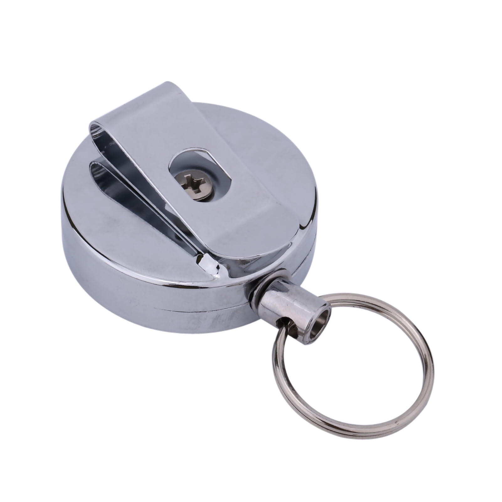 60cm Retractable Pull Chain Recoil Key Ring Keychain Belt Clip Metal ...