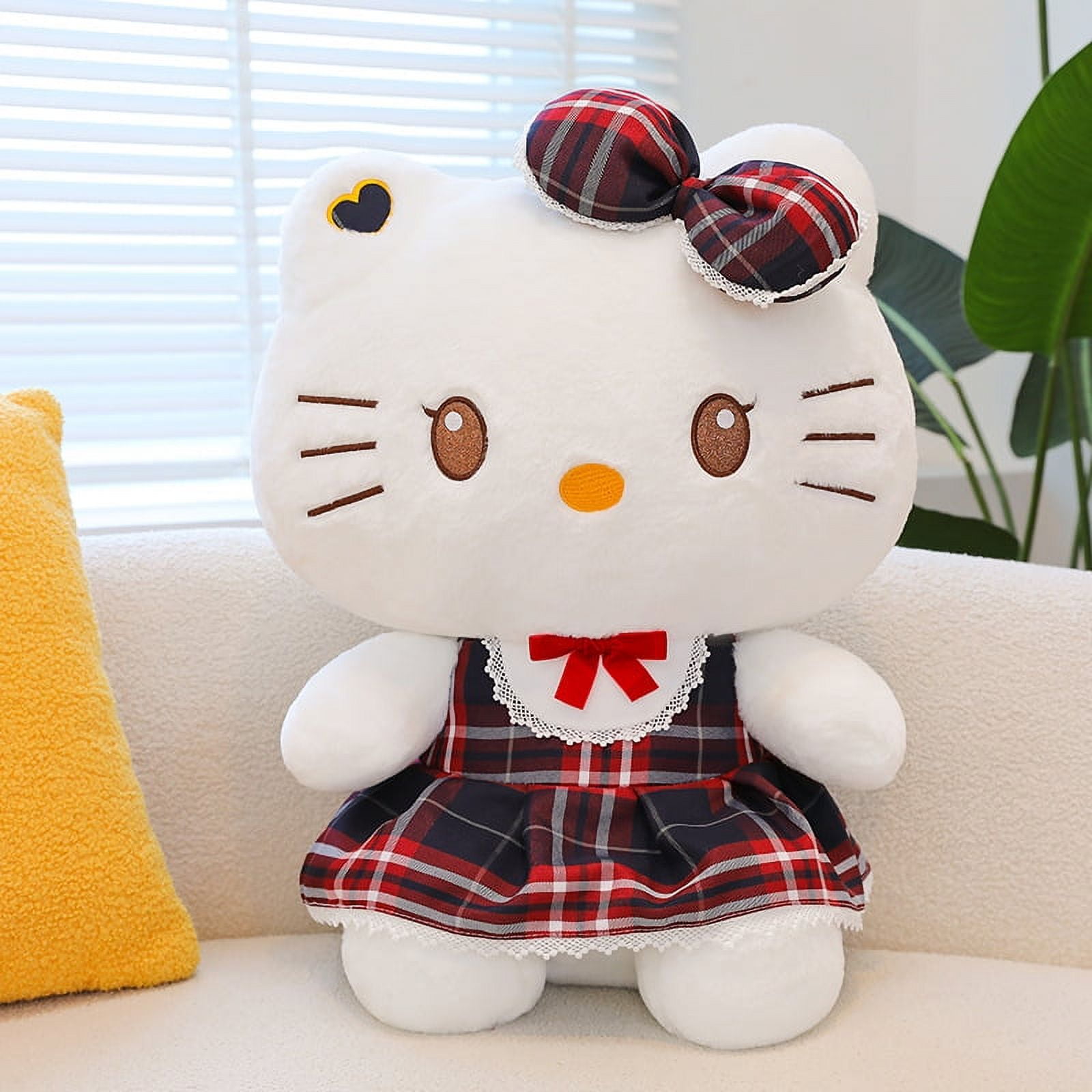 60cm Sanrio New Bow Cute Plaid Skirt Kurome Melody Hello Kitty Plush ...